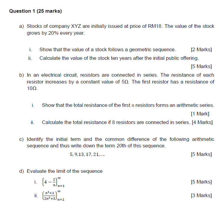 Solved Question 1 (25 ﻿marks)a5Ω. ﻿The first resistor has a | Chegg.com