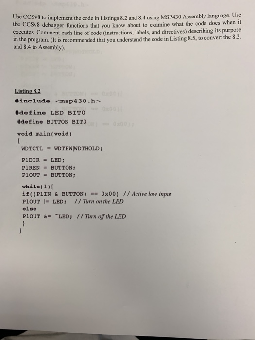 Use CCSv8 to implement the code in Listings 8.2 and | Chegg.com