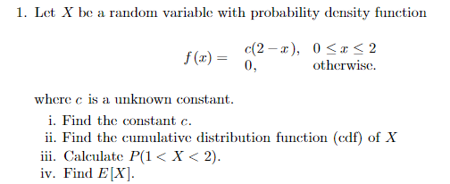 Solved 1. Let X be a random variable with probability | Chegg.com