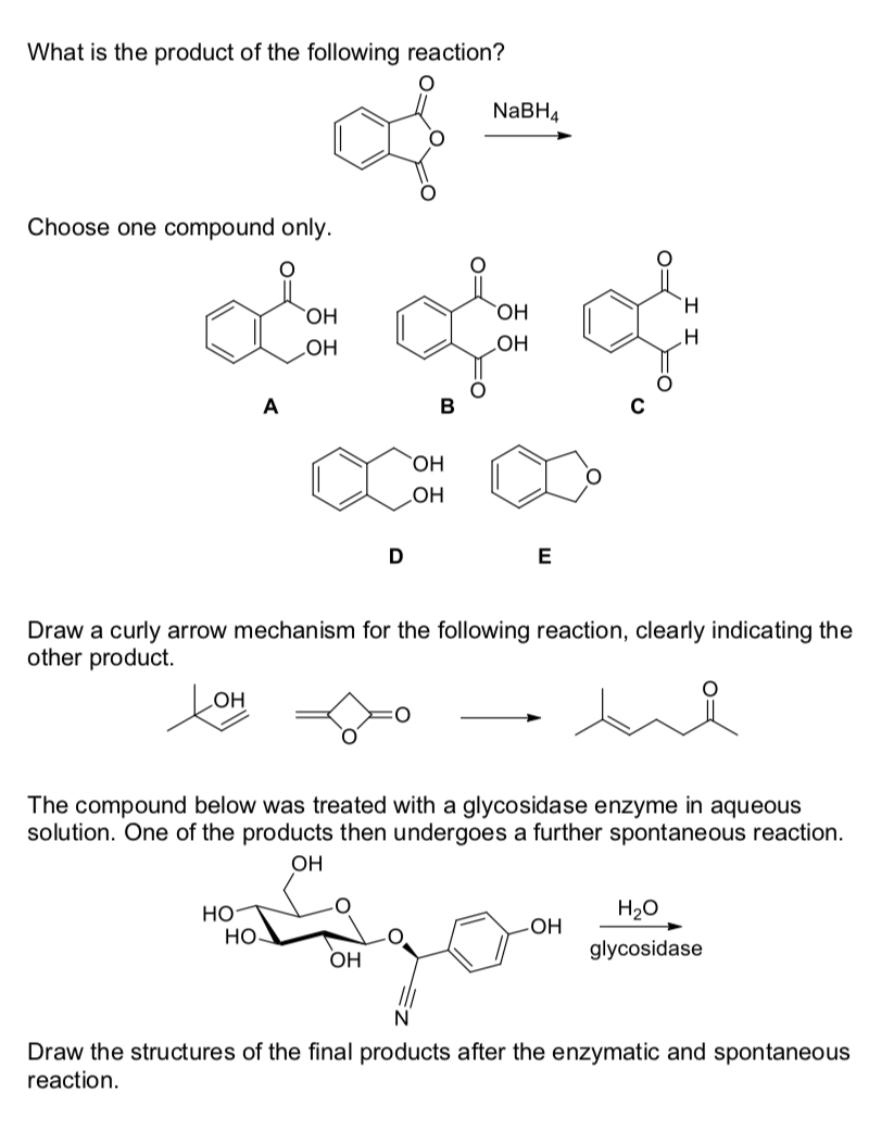 Solved What is the product of the following reaction? NaBH4 | Chegg.com