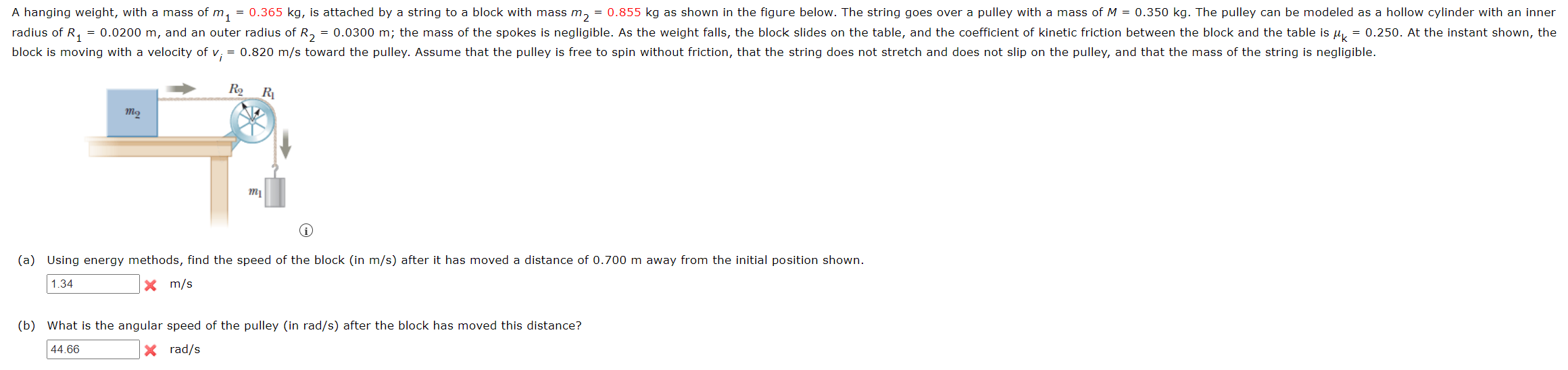 Solved (a) Using energy methods, find the speed of the block | Chegg.com