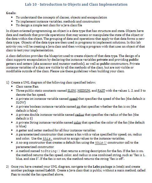 Solved Lab 10 - Introduction to Objects and Class | Chegg.com