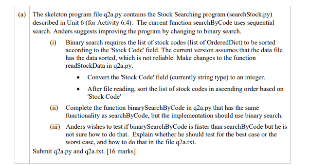 Solved Python programming The code in file q2a.py as | Chegg.com
