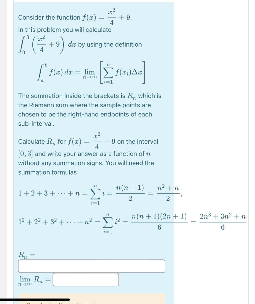Solved Consider the function f(x)=4x2+9. In this problem you | Chegg.com