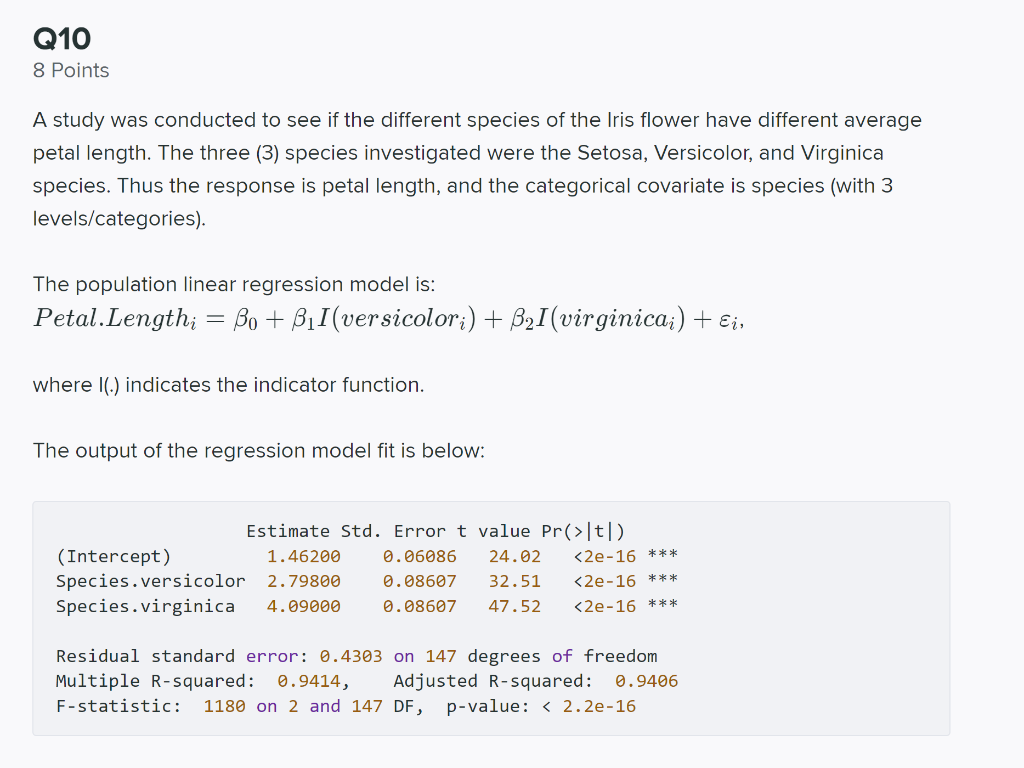 Solved Q10 8 Points A study was conducted to see if the | Chegg.com