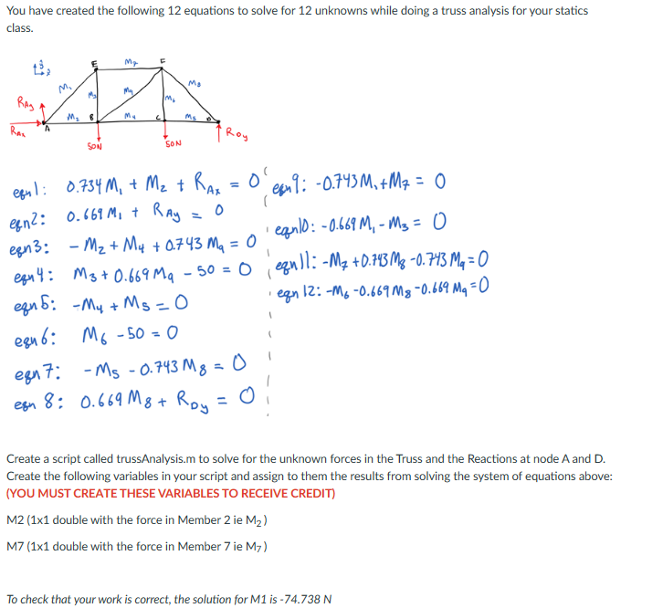 Solved In matlab, please try to use a matrix array to solve | Chegg.com
