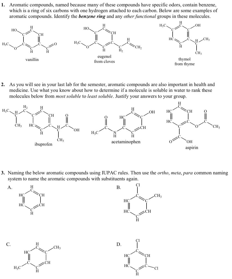 1. Aromatic compounds, named because many of these | Chegg.com