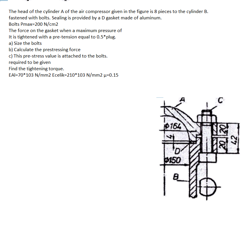 The head of the cylinder A of the air compressor | Chegg.com