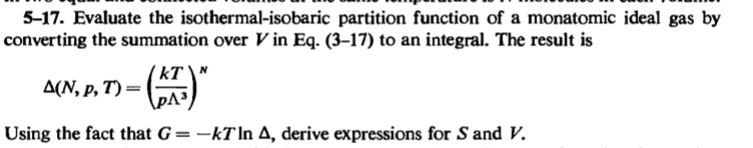 Solved 5-17. Evaluate the isothermal-isobaric partition | Chegg.com