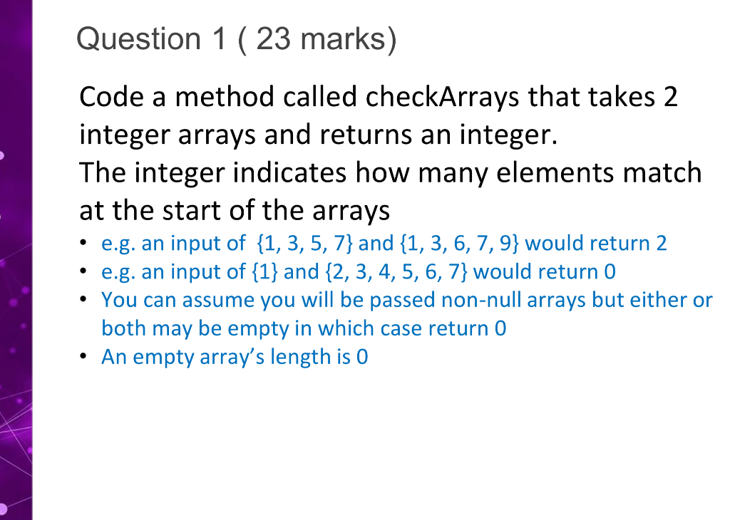 Solved Question 1 ( 23 marks) Code a method called | Chegg.com