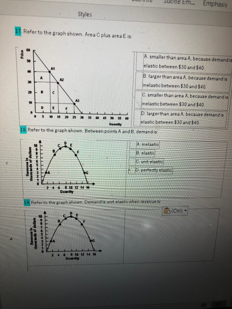Solved Subte Em... Emphasis Styles Refer to the graph shown. | Chegg.com