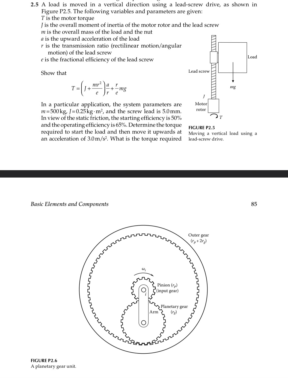 2.5 A load is moved in a vertical direction using a | Chegg.com