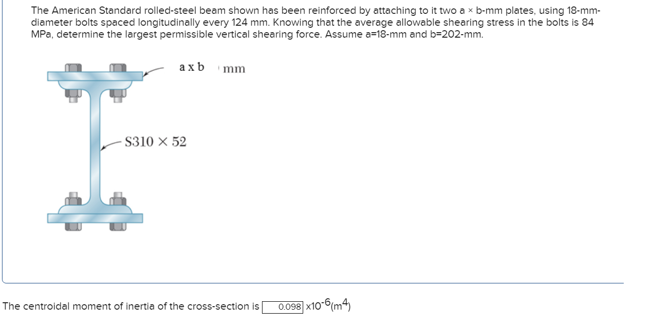 Solved The American Standard rolled-steel beam shown has | Chegg.com