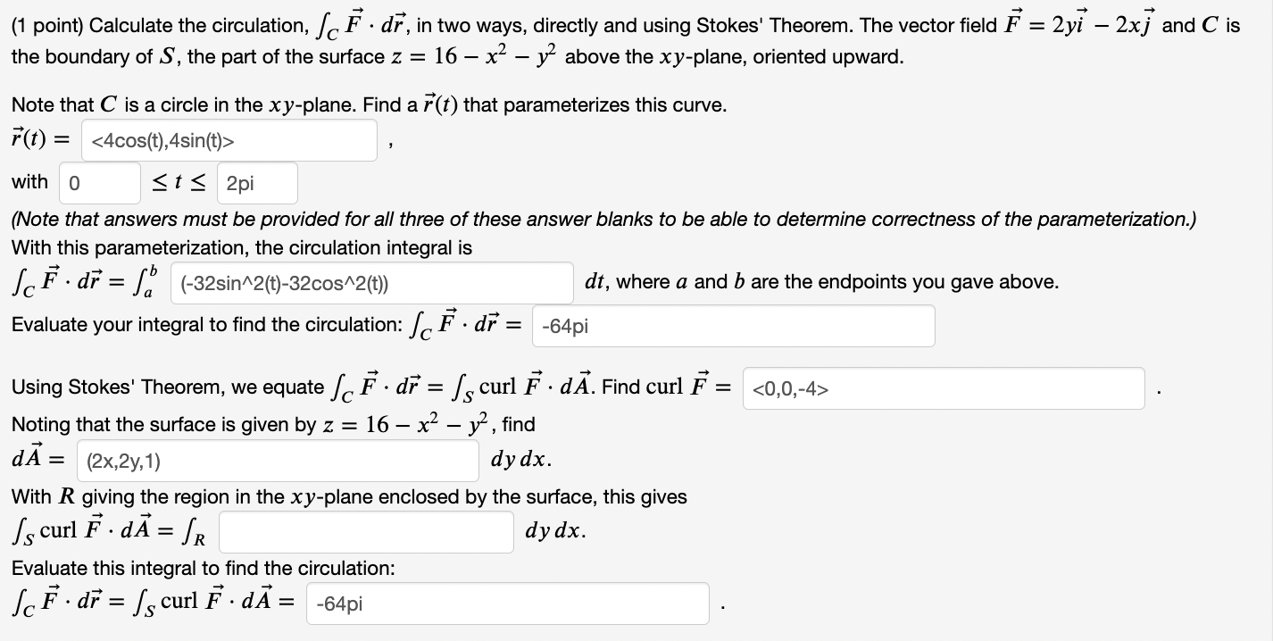 Solved = = (1 point) Calculate the circulation, ScĒ. dř, in | Chegg.com