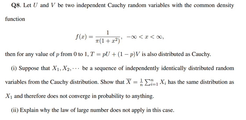 Solved Q8. Let U and V be two independent Cauchy random | Chegg.com