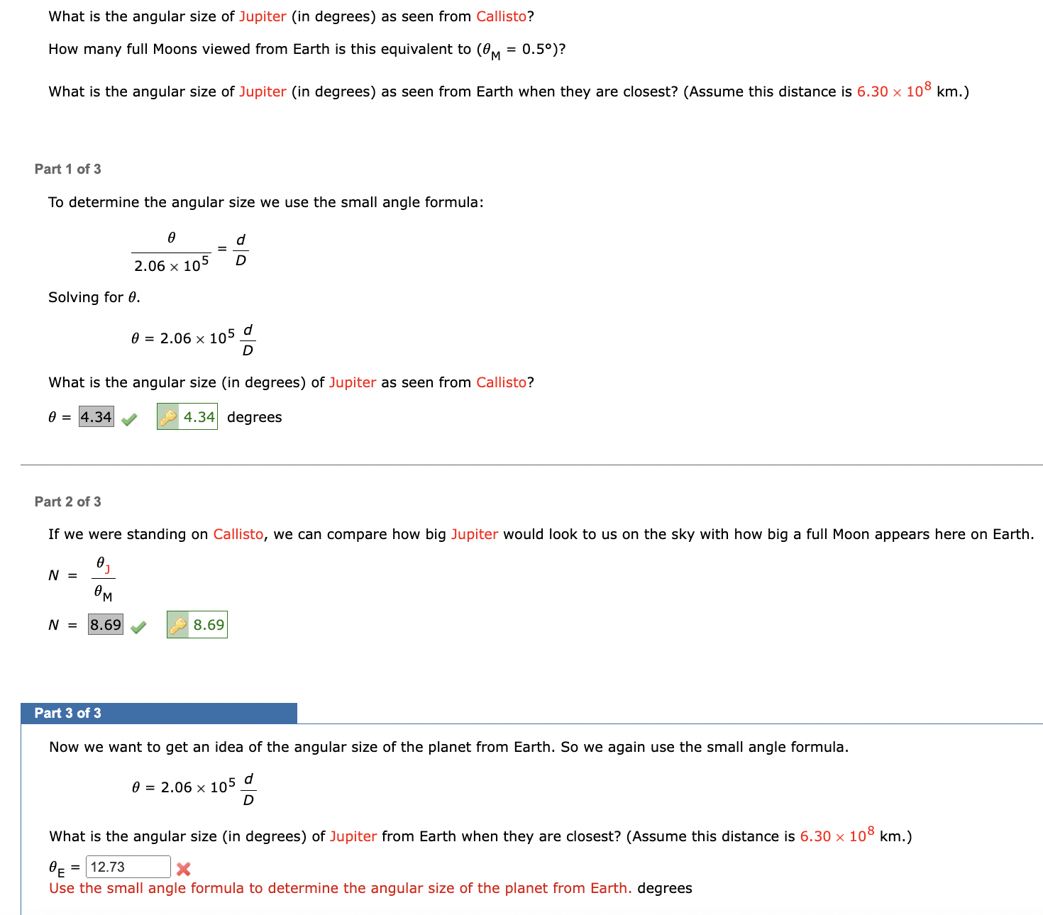 Solved What is the angular size of Jupiter (in degrees) as | Chegg.com