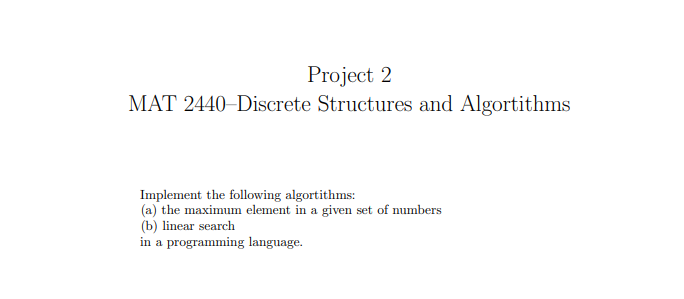 Solved Project 2 MAT 2440-Discrete Structures and | Chegg.com
