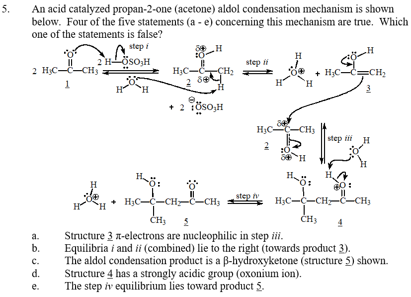 Solved An acid catalyzed propan-2-one (acetone) aldol | Chegg.com