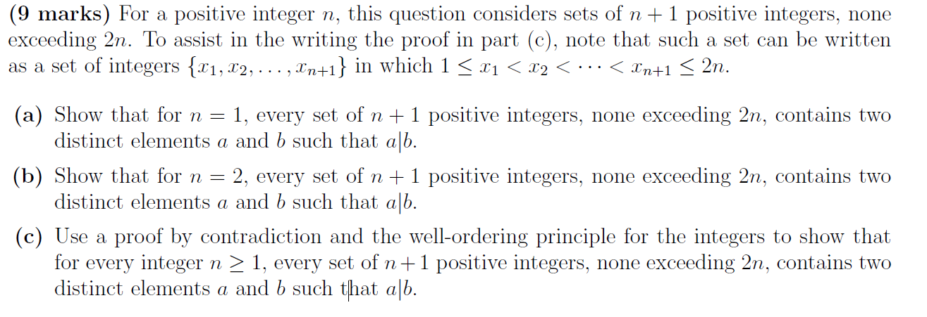 Solved (9 marks) For a positive integer n, this question | Chegg.com