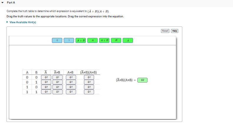 Solved Part A Complete the truth table to determine which | Chegg.com