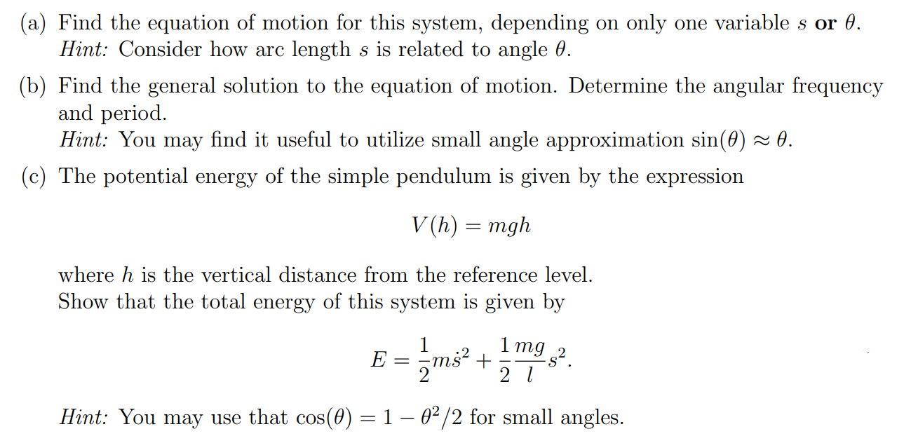 Solved (Simple Pendulum) A so-called simple pendulum | Chegg.com