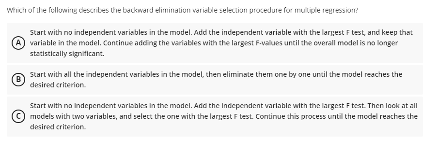 Solved Which of the following describes the backward | Chegg.com