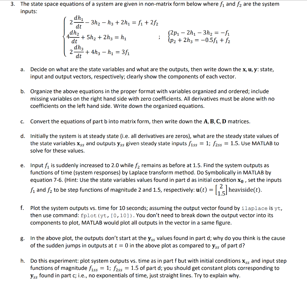 Solved The state space equations of a system are given in | Chegg.com
