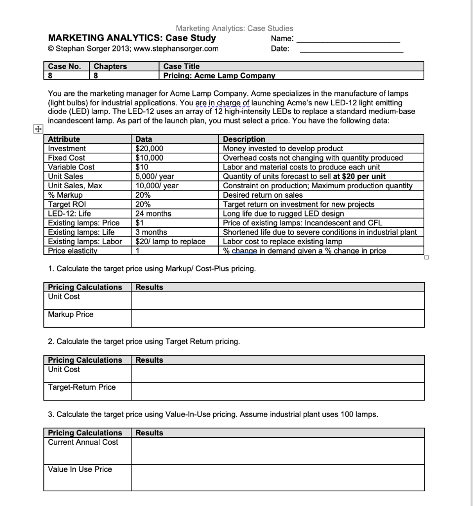 Solved Marketing Analytics: Case Studies MARKETING | Chegg.com