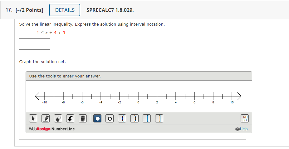 Solved [-/2 Points] SPRECALC7 1.8.035. Solve the linear | Chegg.com