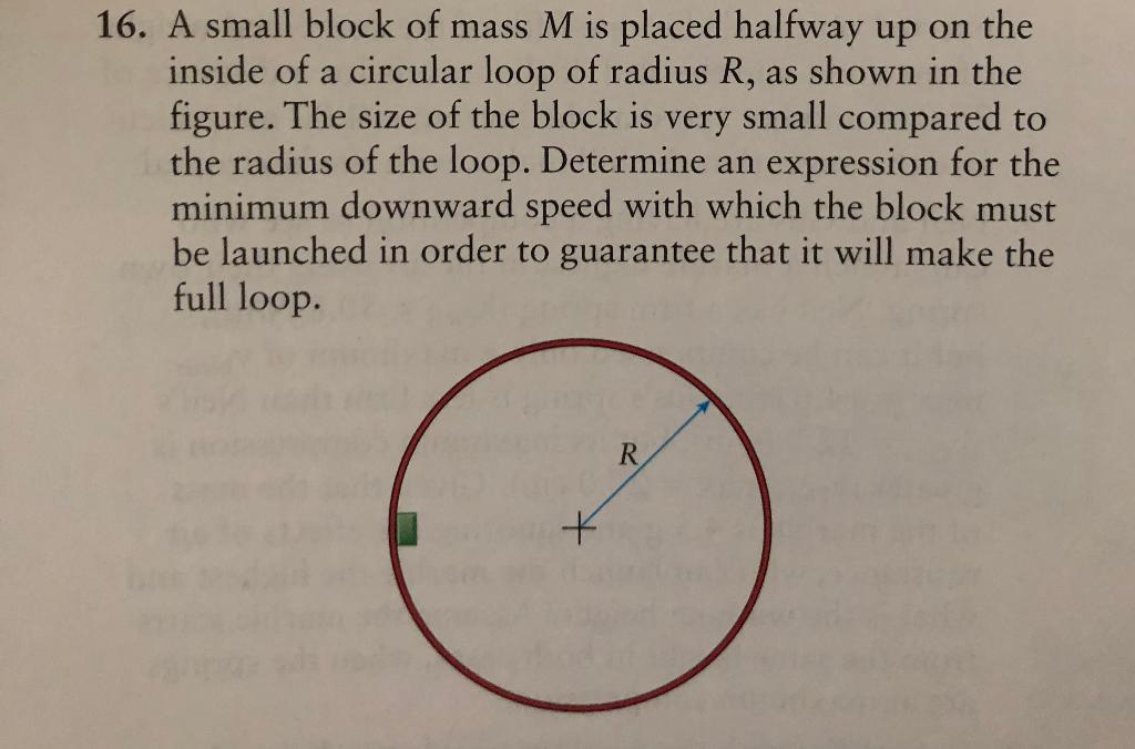 Solved A small block of mass M is placed halfway up on the | Chegg.com