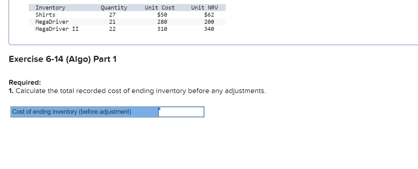 Solved ! Required information Exercise 6-14 (Algo) Calculate | Chegg.com