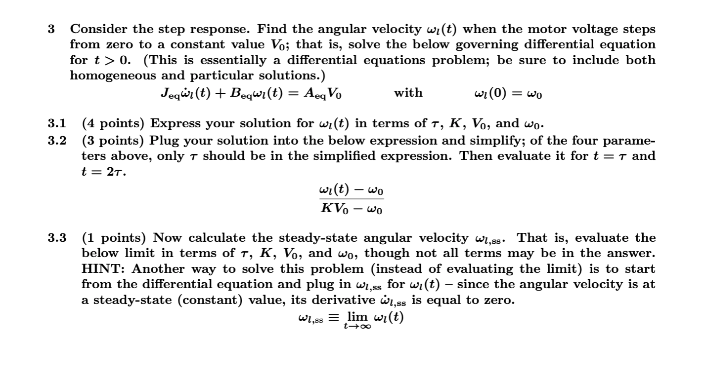Solved 3 Consider the step response. Find the angular | Chegg.com