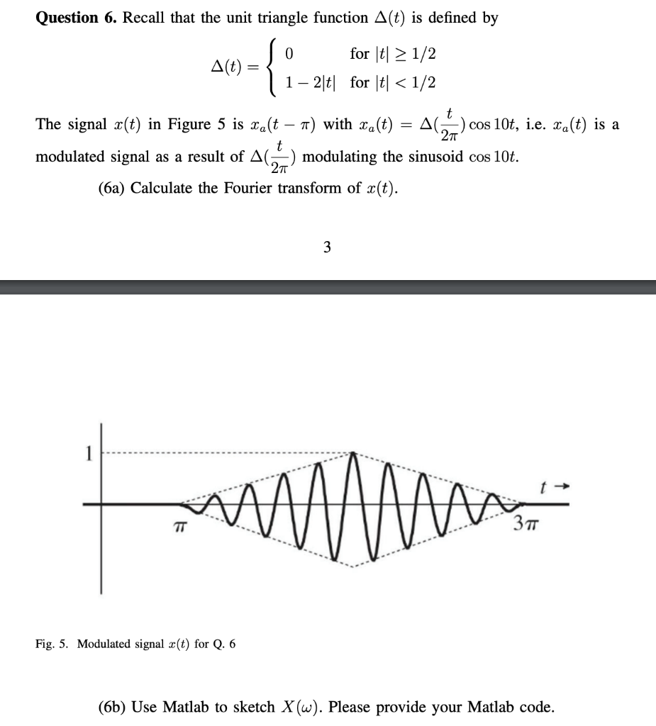 Solved Question 6. Recall that the unit triangle function | Chegg.com