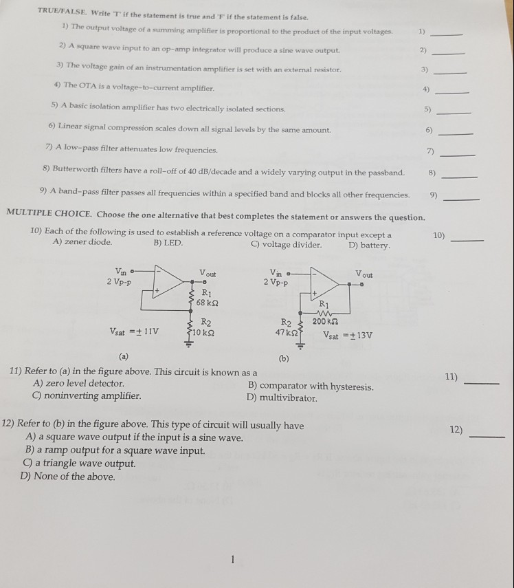 Solved TRUEFALSE. Write T if the statement is true and F if | Chegg.com