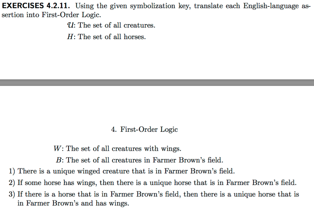 Solved EXERCISES 4.2.11. Using the given symbolization key, | Chegg.com