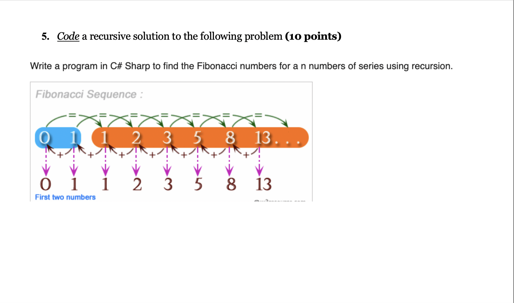 Solved 5. Code a recursive solution to the following problem | Chegg.com