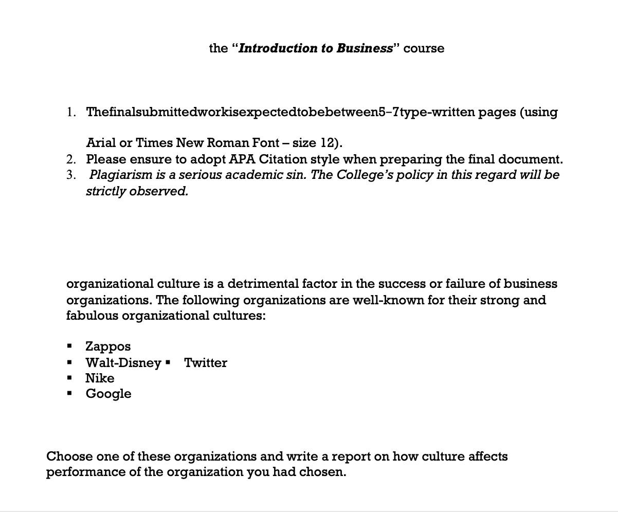 Solved the "Introduction to Business" course 1. | Chegg.com