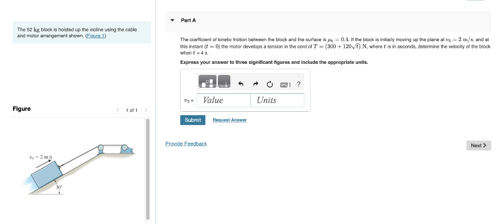 Solved The 52 kg block is hoisted up the incline using the | Chegg.com