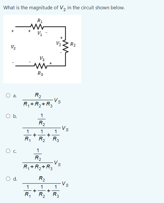 Solved What is the magnitude of V2 ﻿in the circuit shown | Chegg.com