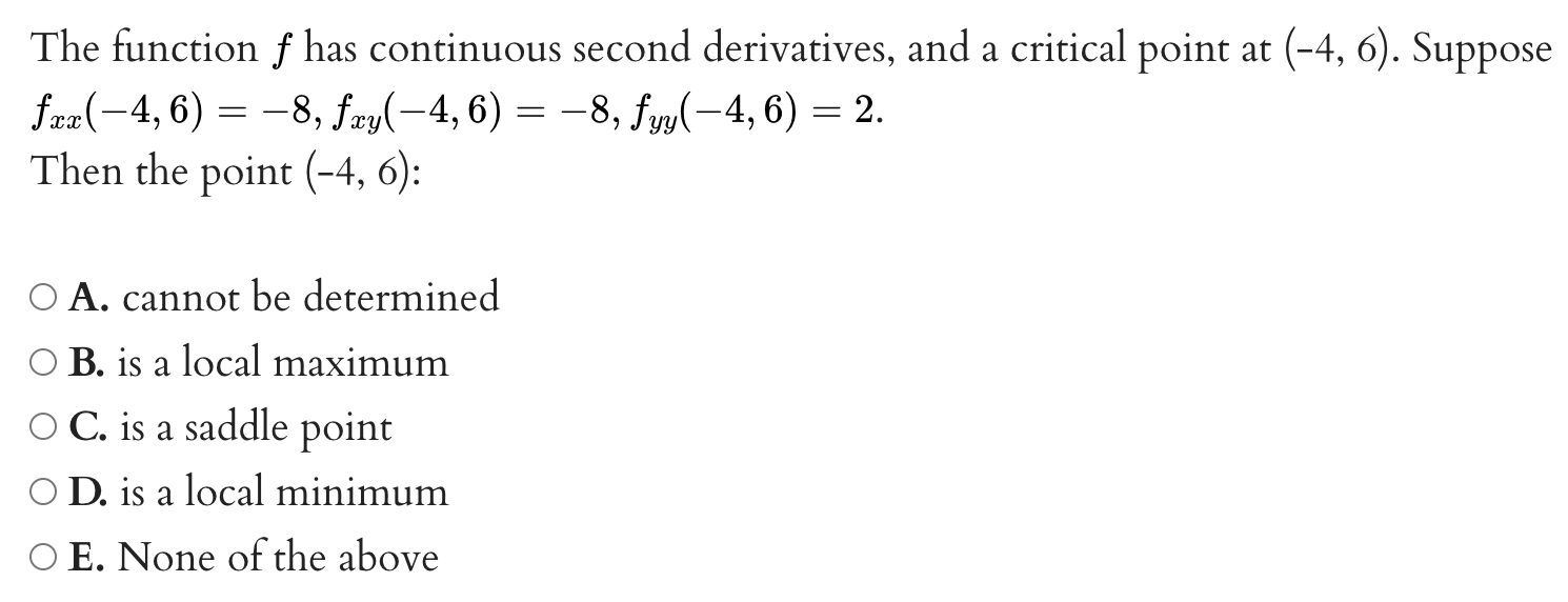 Solved The function f has continuous second derivatives, and | Chegg.com