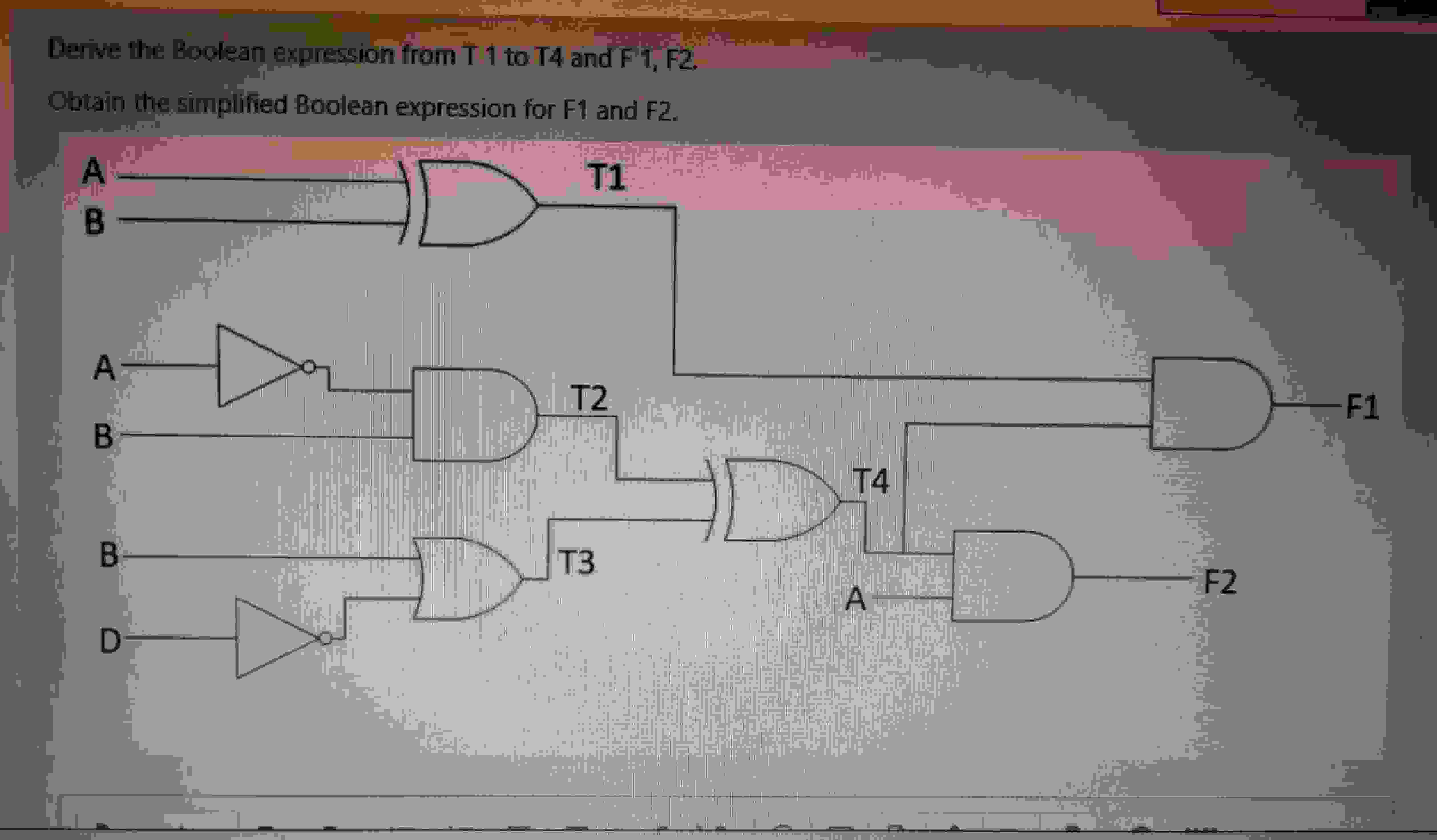 Solved Darive the Boolean expression from T ﻿i to T4 ﻿and | Chegg.com