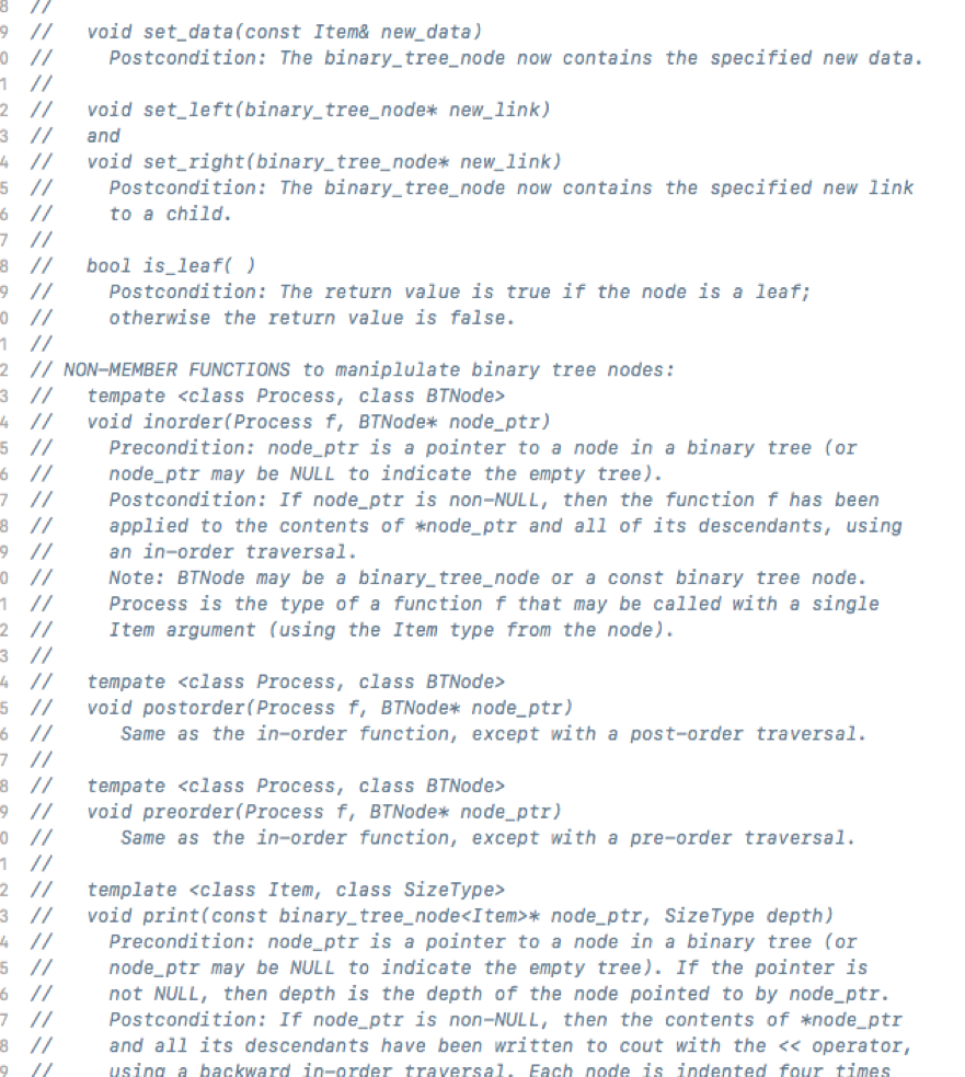 The function header should be: template