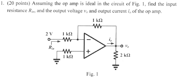 Solved ( 20 ﻿points) ﻿Assuming the op amp is ideal in the | Chegg.com