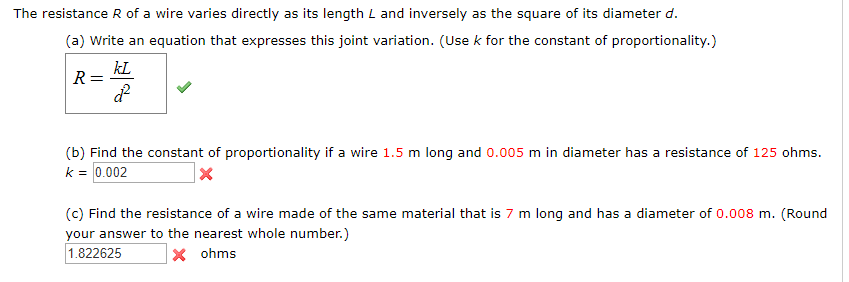 Solved The resistance R of a wire varies directly as its | Chegg.com