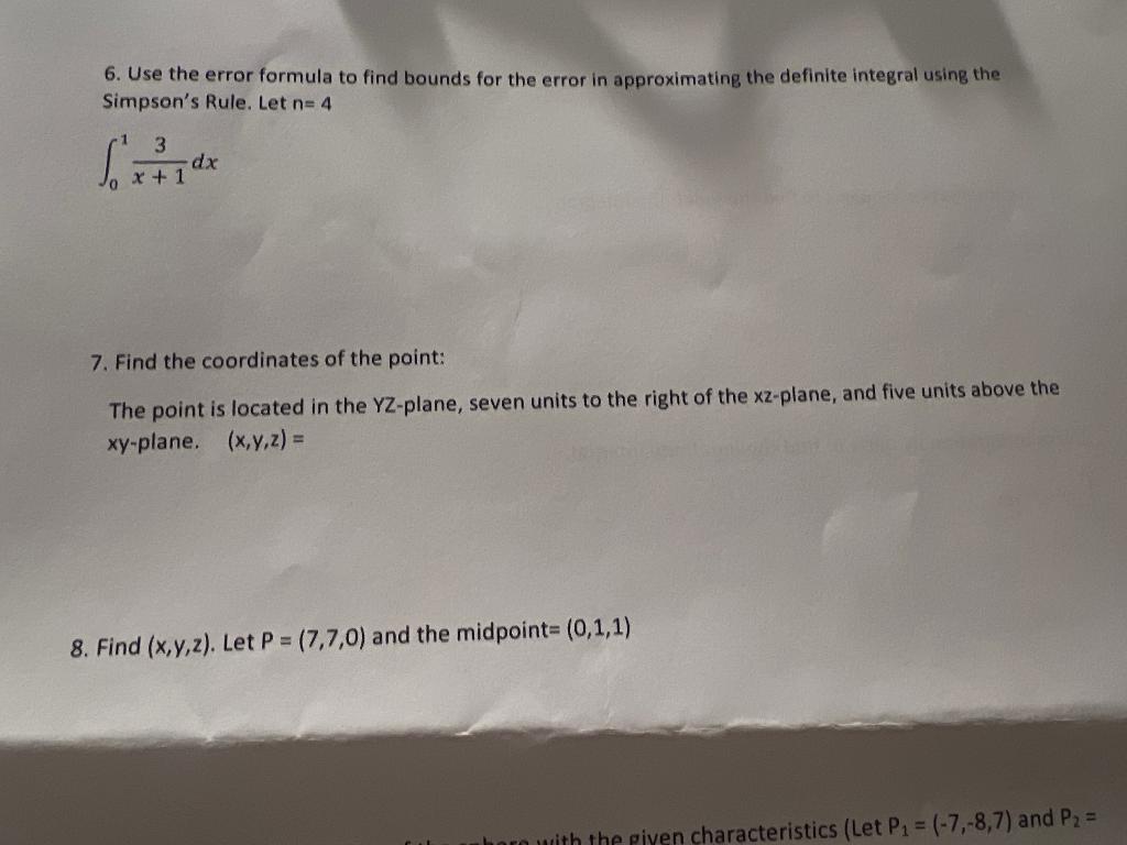 Solved 6. Use the error formula to find bounds for the error | Chegg.com