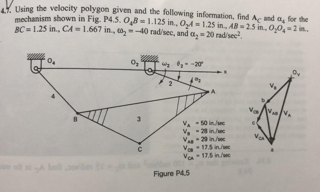 Solved 4.4. Using the velocity polygon given and the | Chegg.com