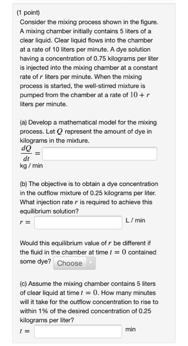 Solved (1 point) Consider the mixing process shown in the | Chegg.com