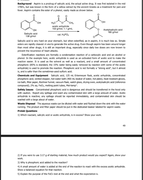 Solved Background Aspirin is a prodrug of salicylic acid, | Chegg.com