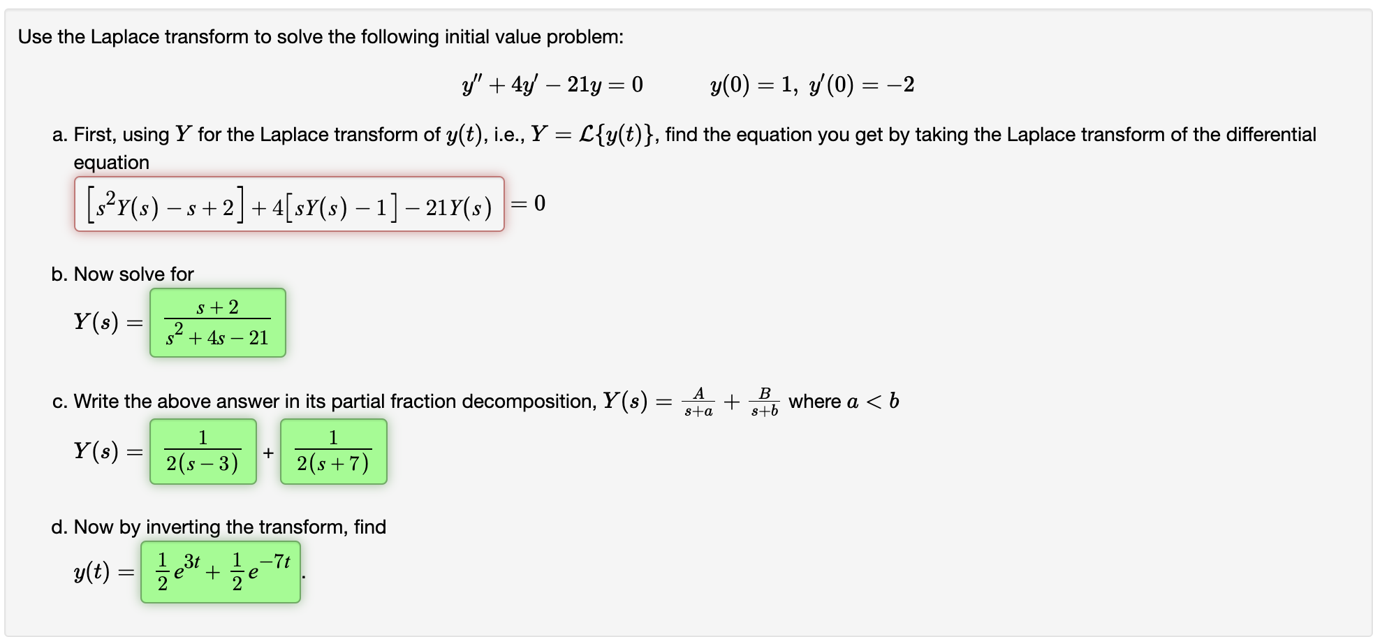 Solved Use the Laplace transform to solve the following | Chegg.com
