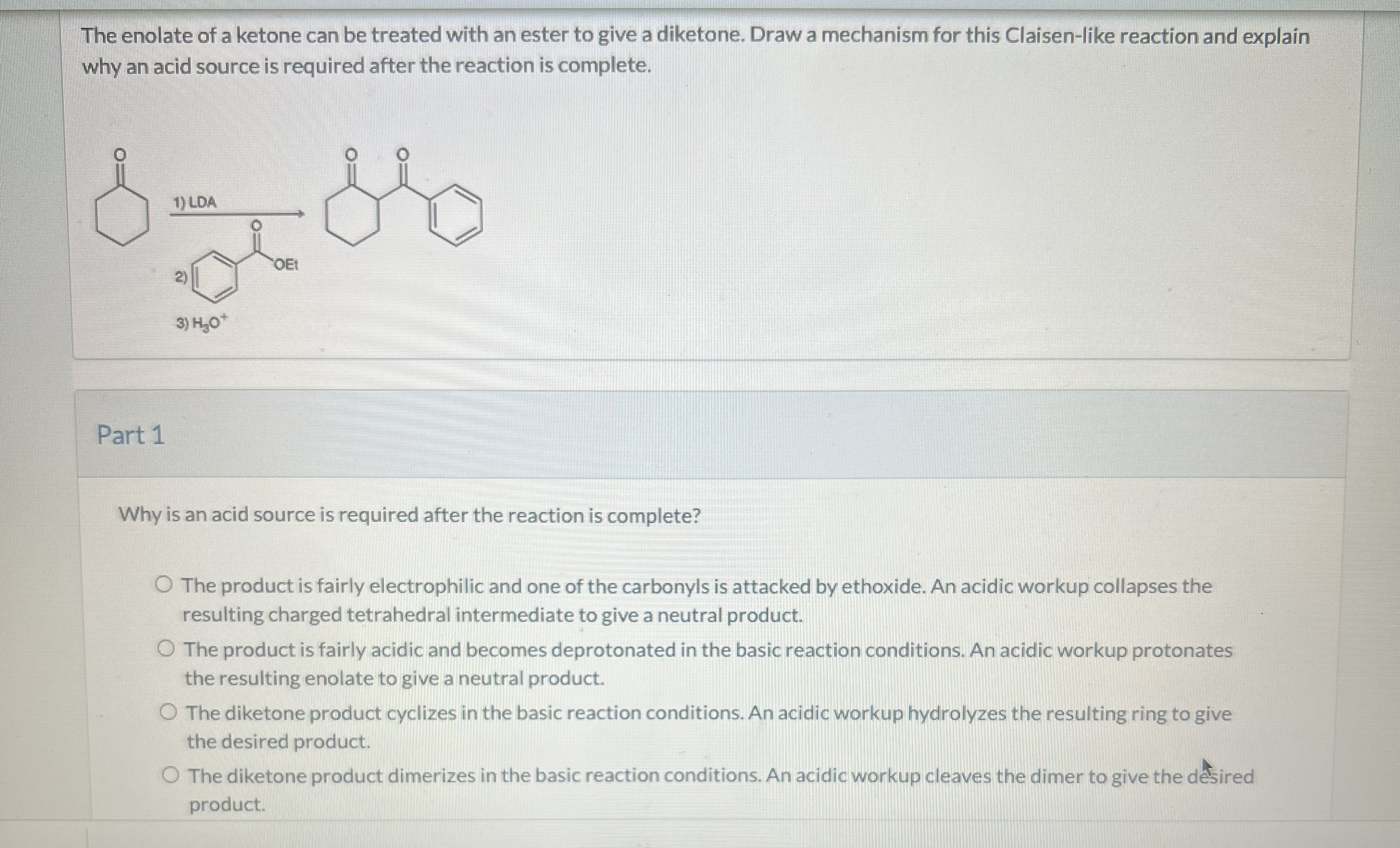 Solved The enolate of a ketone can be treated with an ester | Chegg.com